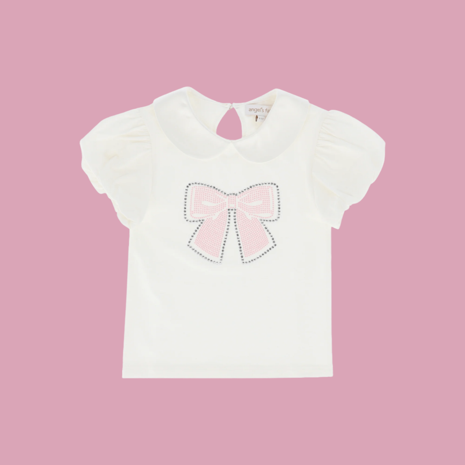 Angel's Face Mallory Bow Collar Top - Snowdrop | HONEYPIEKIDS