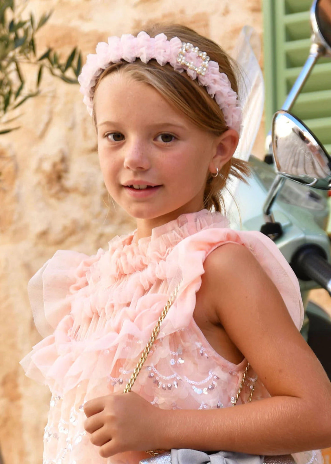 Angels Face Rae Ruffle Peach Headband | HONEYPIEKIDS
