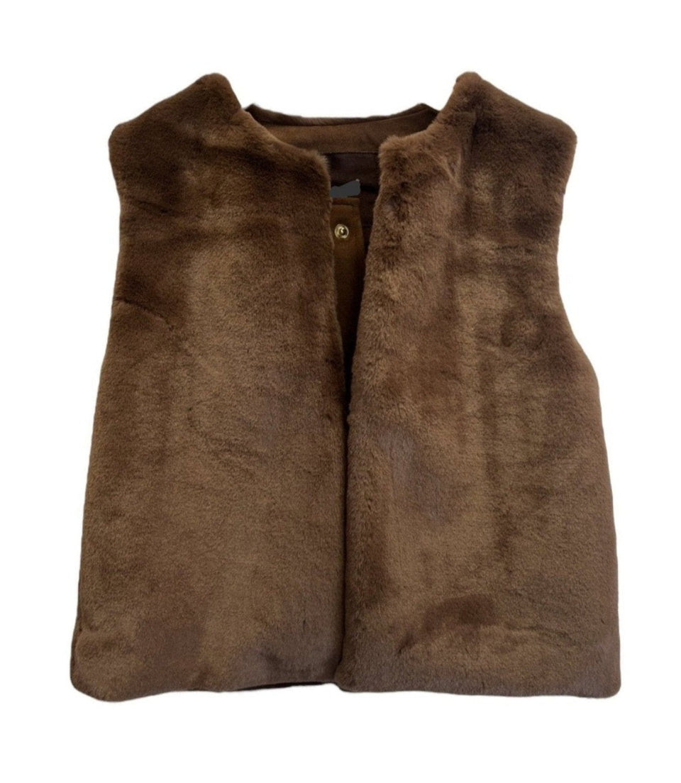 Imoga Eva Kids Faux Fur Vest In Oak Brown | HONEYPIEKIDS