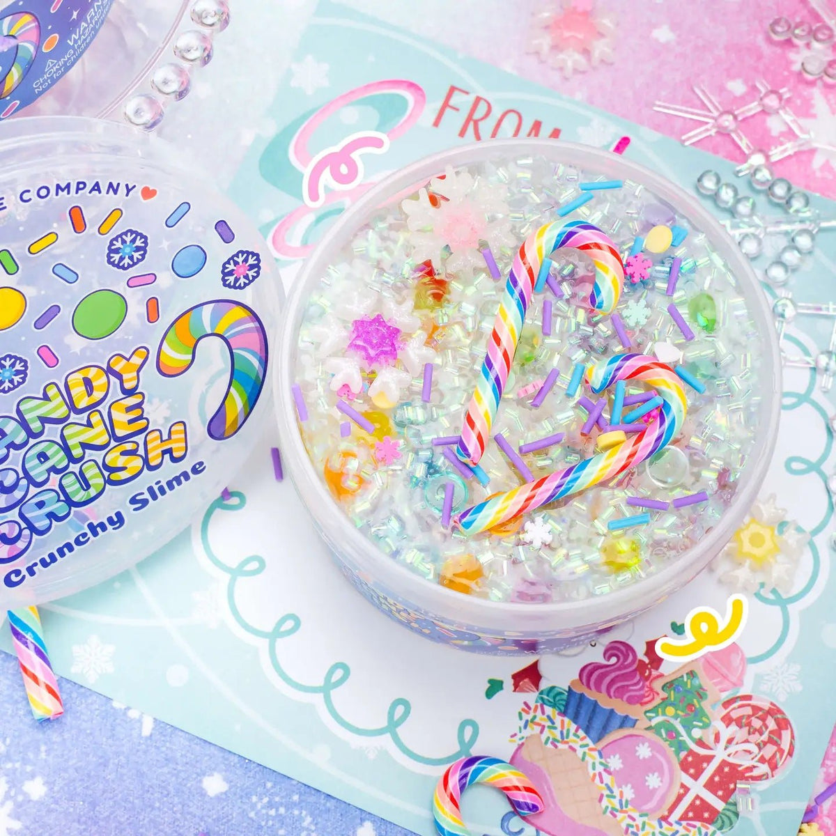 Kawaii Holiday Slime - Candy Cane Crush Crunchy Slime | HONEYPIEKIDS