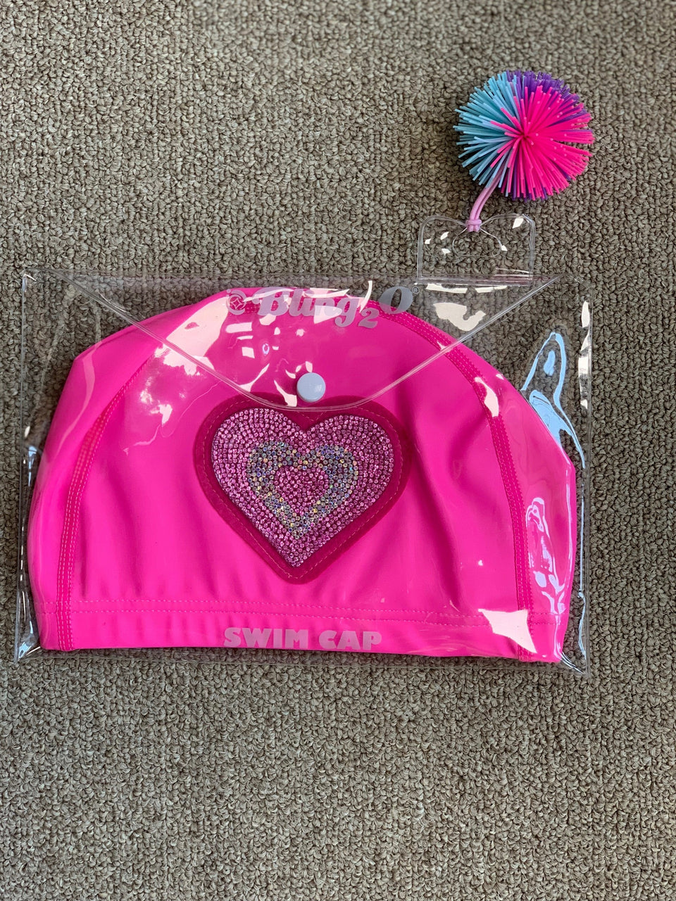 Bling2o Pink Heart Girls Swim Cap | HONEYPIEKIDS
