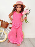 Mia Belle Girls Pink Sway My Way Ruffle Pants Set | HONEYPIEKIDS