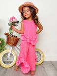 Mia Belle Girls Pink Sway My Way Ruffle Pants Set | HONEYPIEKIDS