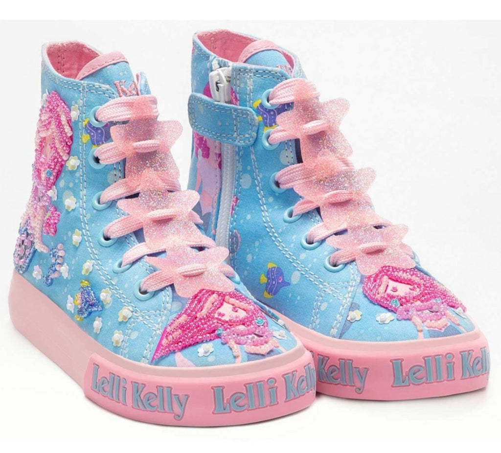 Lelli Kelly Girls Blue and Pink Mermaid Mid Sneakers | HONEYPIEKIDS