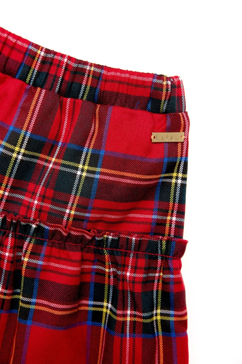 Nicole Miller Girls Red Plaid Ruffle Skirt | HONEYPIEKIDS