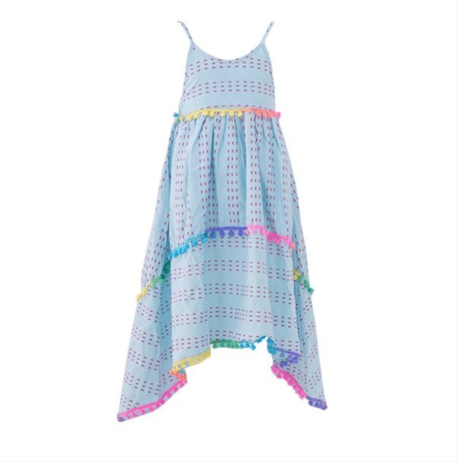 Lola and The Boys Girls High Low Pom Pom Sun Dress | HONEYPIEKIDS