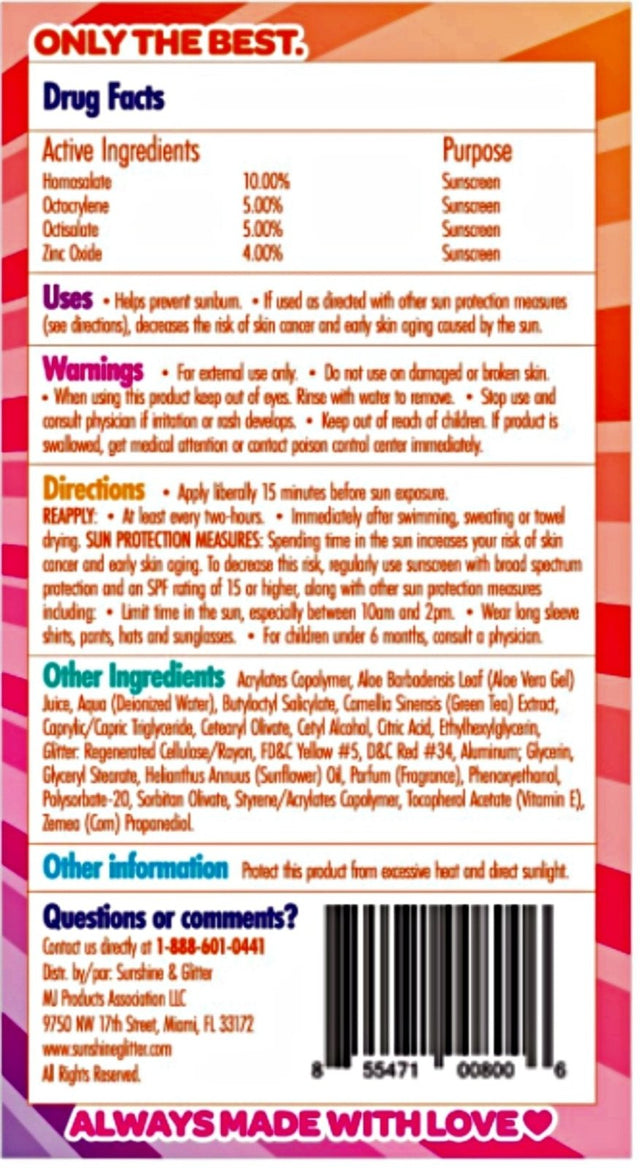 Sunshine & Glitter Sparkle SPF50+ Glitter Sunscreen | HONEYPIEKIDS